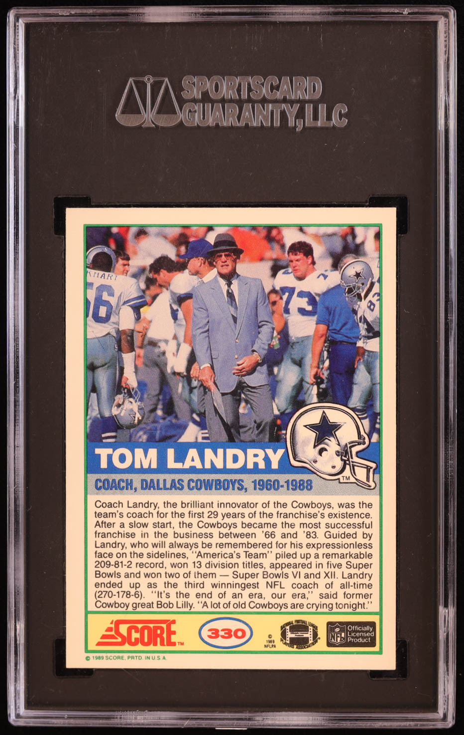 Tom Landry Signed 1989 Score #330 / Tribute (SGC) | Pristine Auction