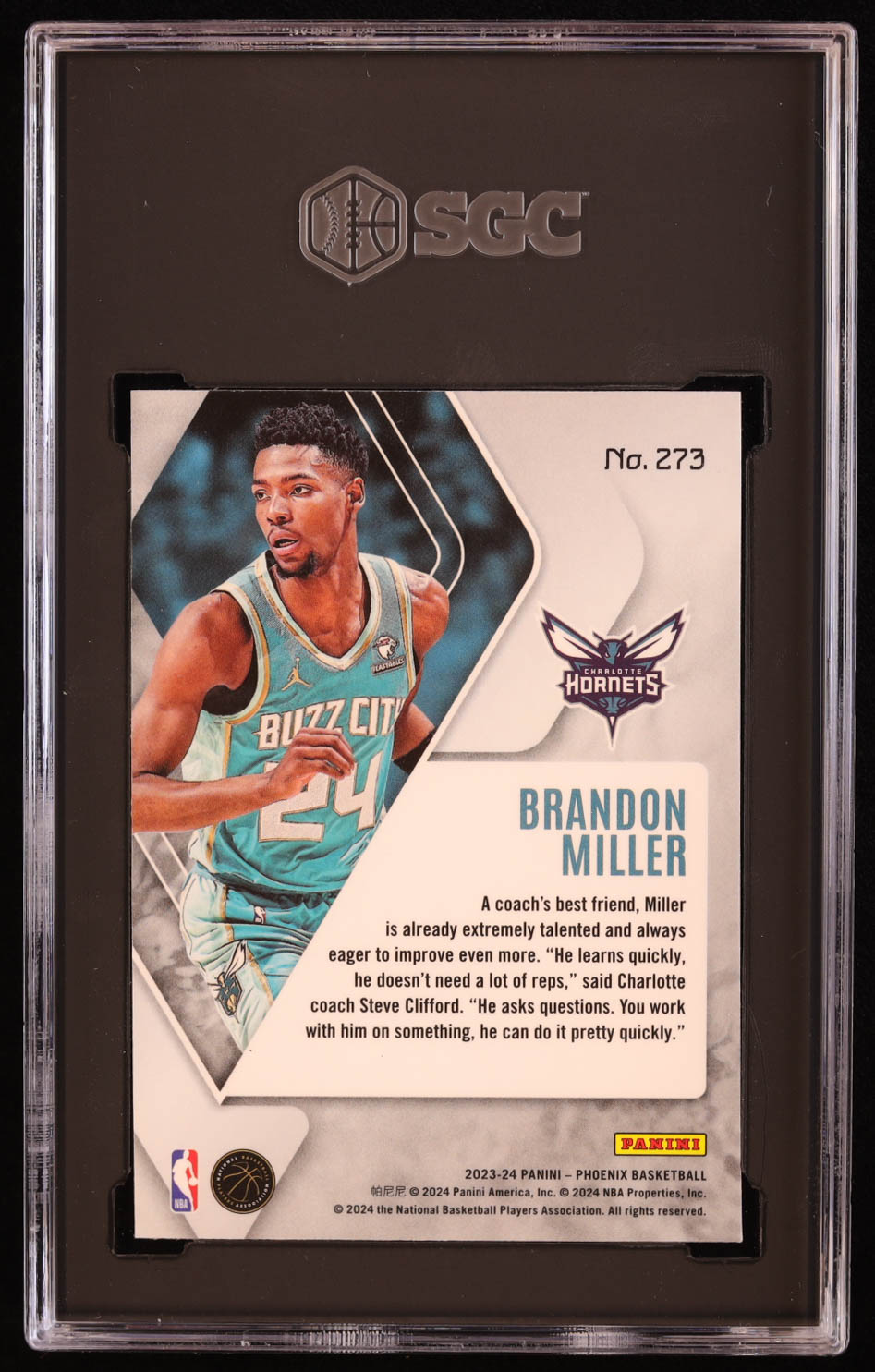 Brandon Miller 2023-24 Panini Phoenix Blue Ice #273 RC (SGC 10 ...