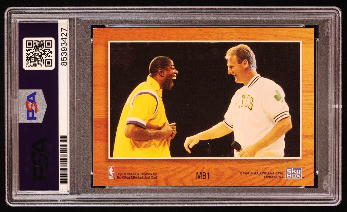 Larry Bird & Magic Johnson Signed 1993-94 Hoops Fifth Anniversary Gold #MB1 / Commemorative (PSA ...