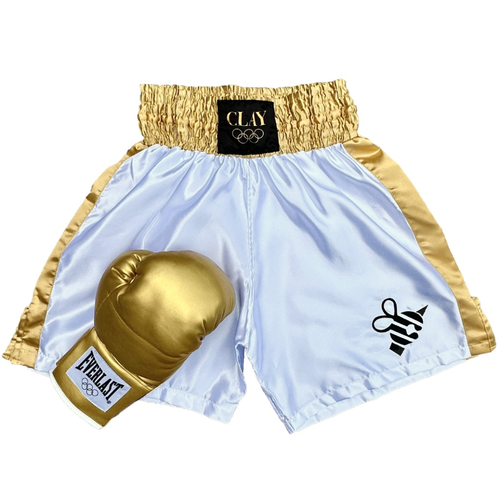 Cassius Clay 1960 Olympics Gold Trunks & Gold Glove Set | Pristine Auction