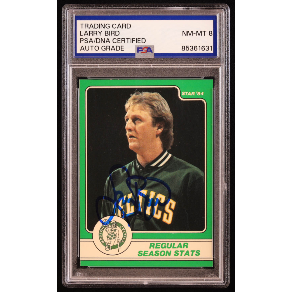Larry Bird Signed 1984 Star Larry Bird #4 / Regular Season Stats (PSA ...