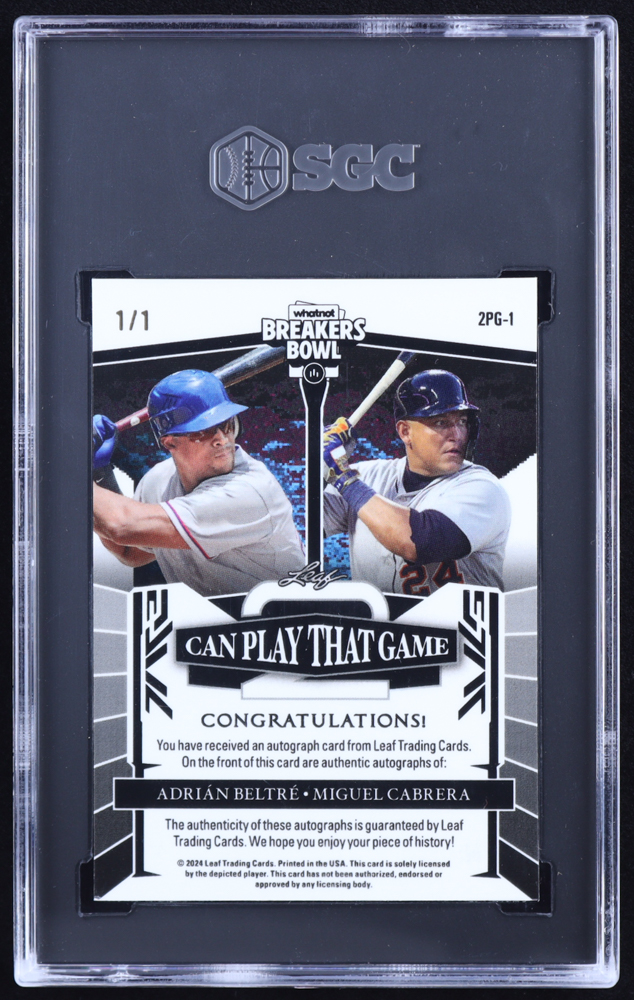 Adrian Beltre / Miguel Cabrera 2024 Leaf Breakers Bowl 2 Can Play That ...