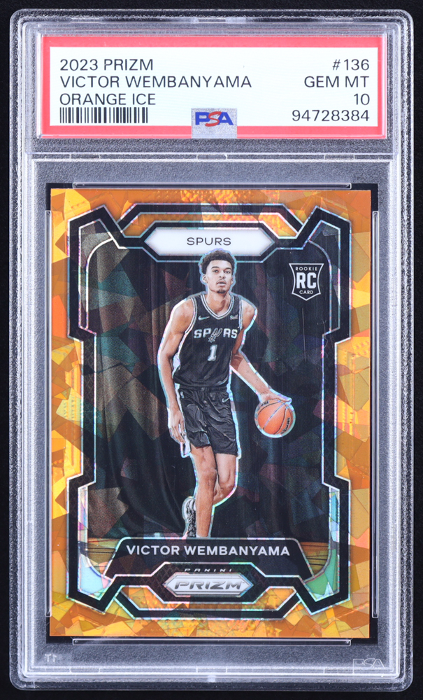 Victor Wembanyama 2023-24 Panini Prizm Prizms Orange Ice #136 RC (PSA 10) | Pristine Auction