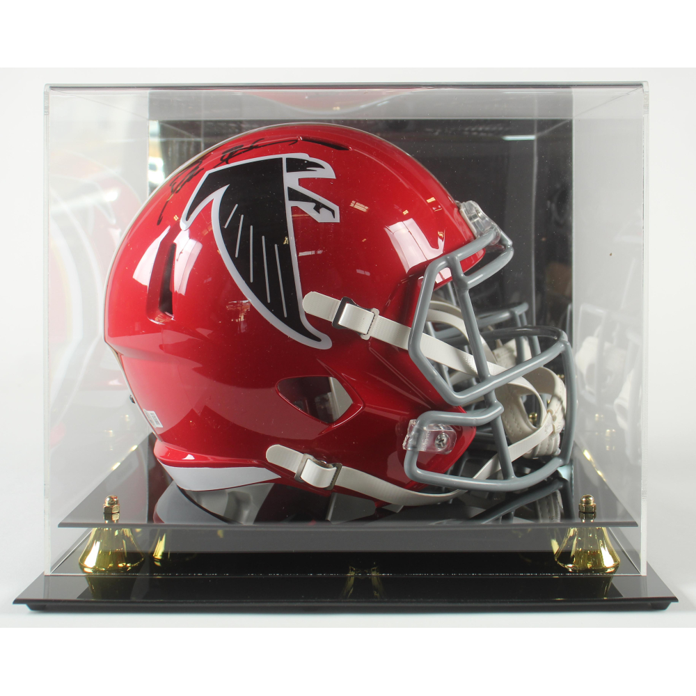 Deion Sanders Signed Falcons Full-Size Speed Helmet with Display Case ...