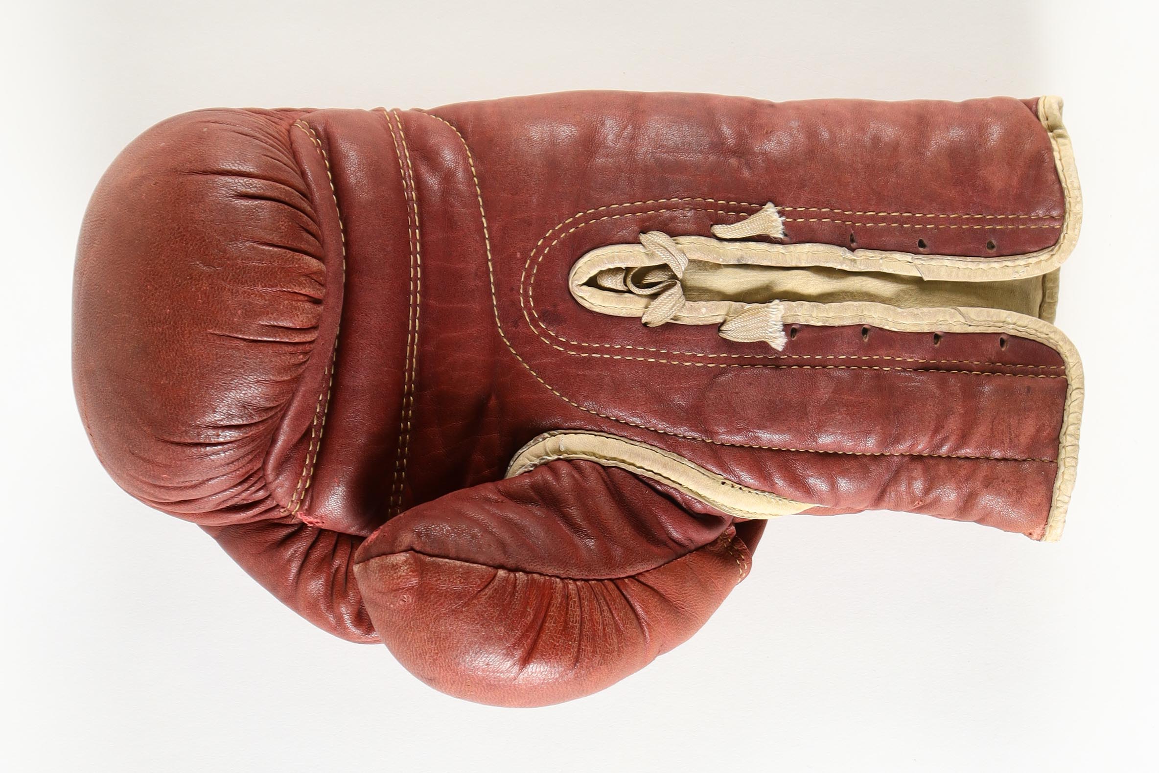 Mike Tyson Signed Vintage Burgundy Boxing Glove In Wood Display Case ...