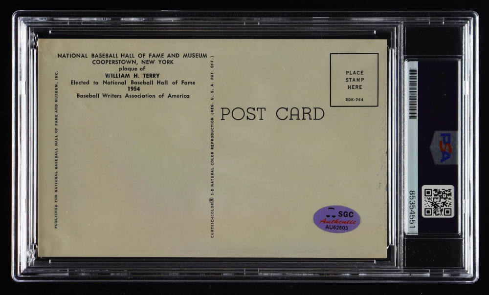 Bill Terry Signed Hall Of Fame Plaque Postcard (PSA) | Pristine Auction
