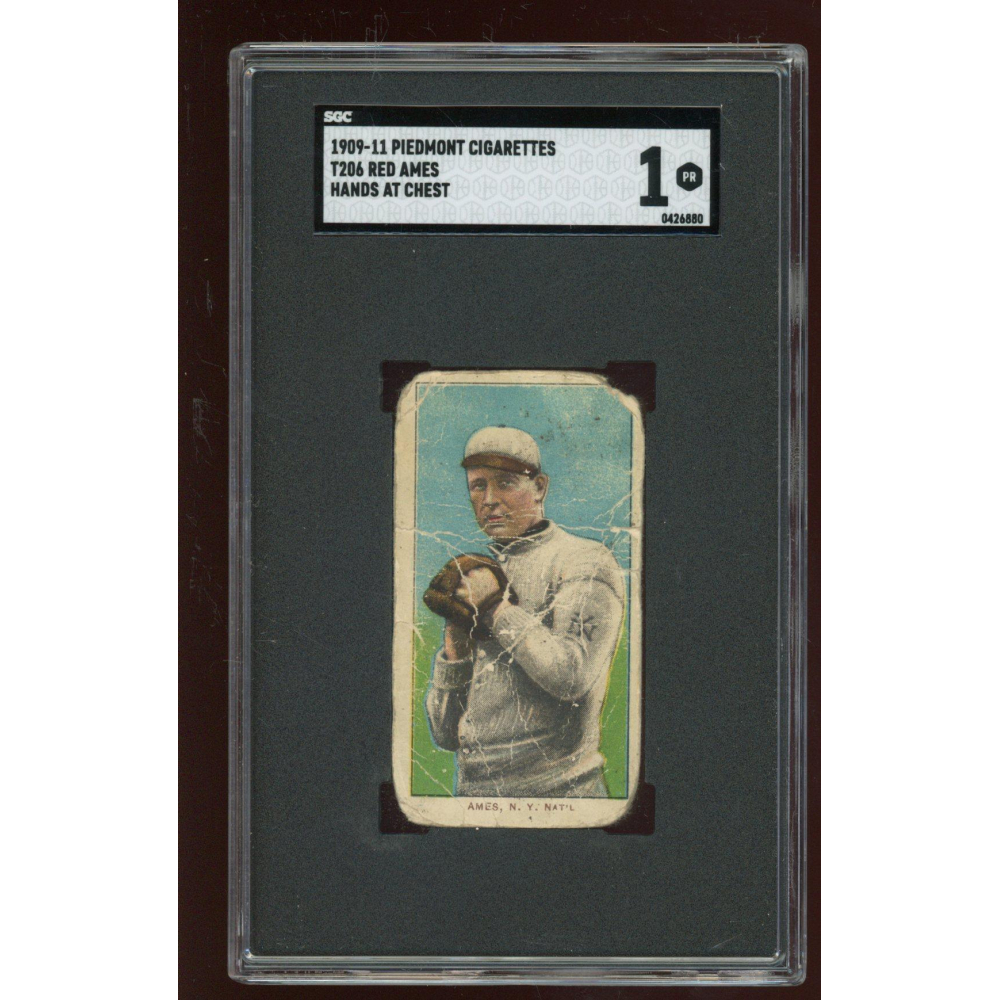 Red Ames 1910 Piedmont Cigarettes T206 Hands at Chest (SGC 1 ...