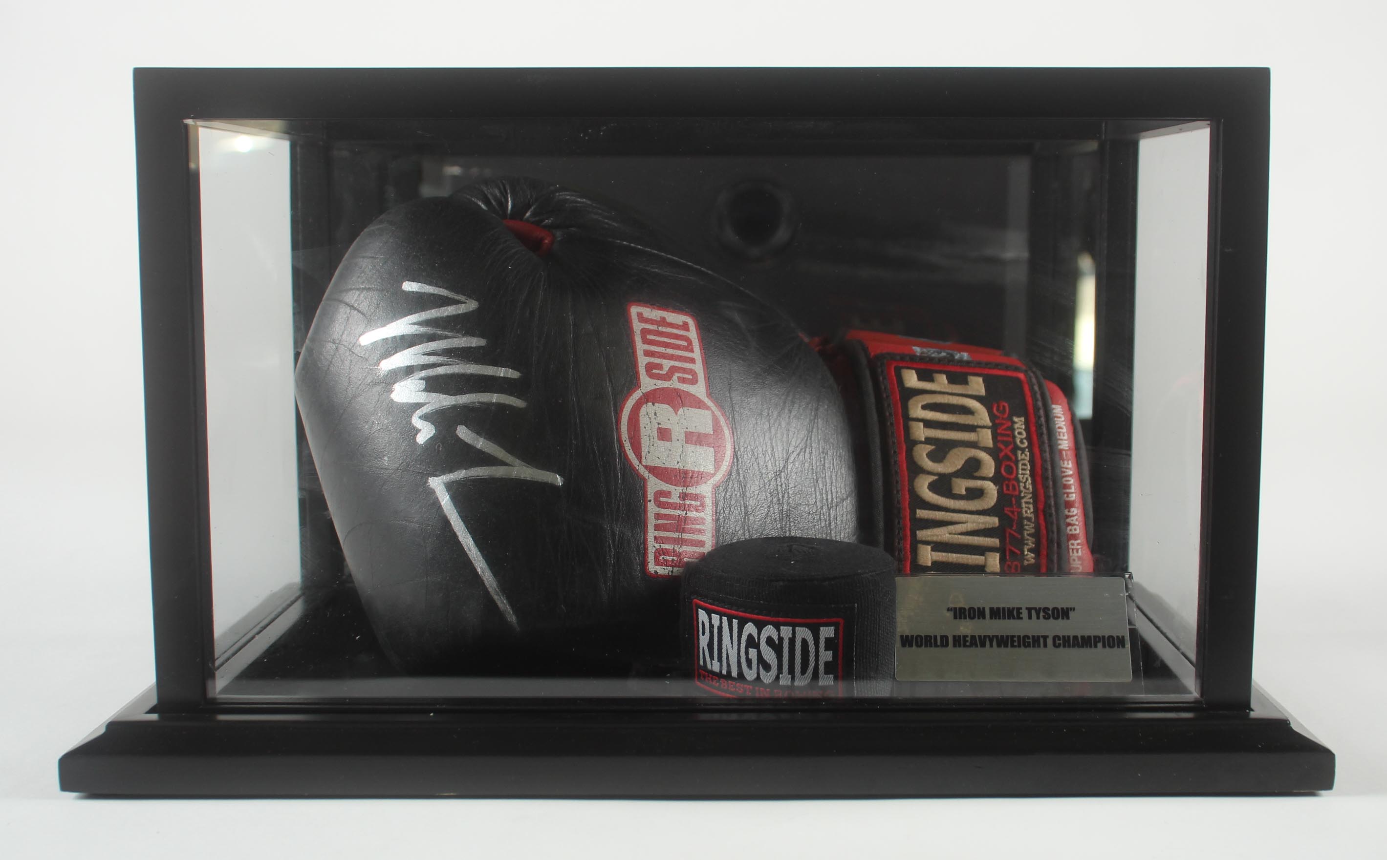 Mike Tyson Signed Ringside Boxing Glove With Ringside Wraps & Wood ...
