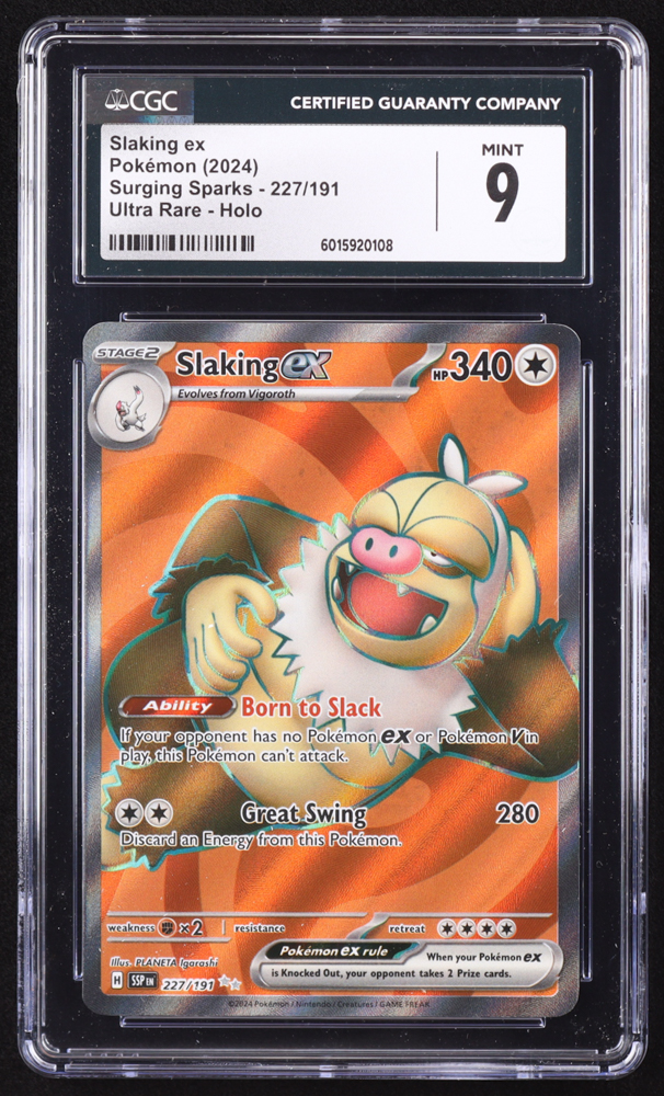 Slaking ex 2024 Pokemon Surging Sparks #227 (CGC 9) | Pristine Auction