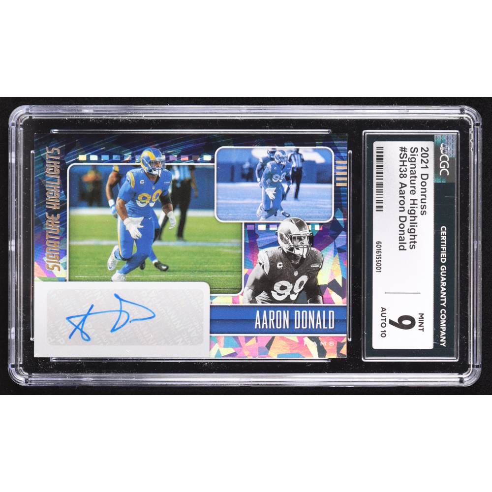 Aaron Donald 2021 Donruss Signature Highlights #38 (CGC 9 | Autograph ...