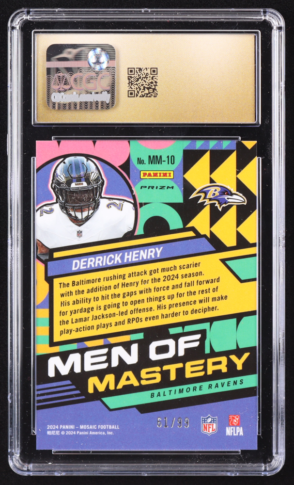 Derrick Henry 2024 Panini Mosaic Men of Mastery Mosaic Blue #10 #61/99 ...