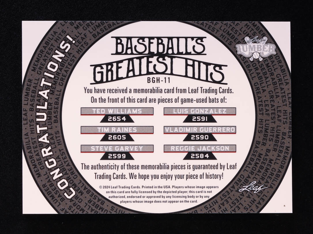 2024 Leaf Lumber Baseball's Greatest Hits Memorabilia #BGH11 Ted ...
