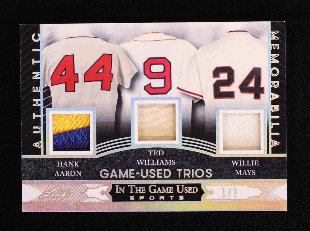 Hank Aaron / Ted Williams / Willie Mays 2024 Leaf ITG Used Sports Game ...