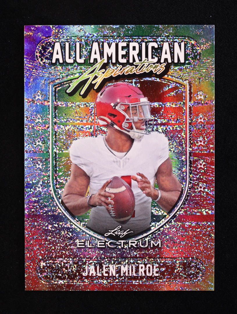 Jalen Milroe 2024 Leaf Electrum All-American Aspirations Prismatic Oil ...