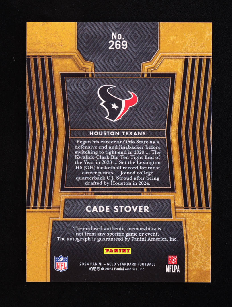 Cade Stover 2024 Panini Gold Standard #269 JSY AU RC #096/149 ...