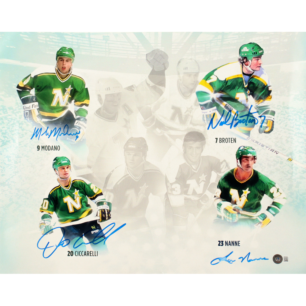 1990's North Stars 16x20 Photo Signed By (4) With Dino Ciccarelli, Mike ...