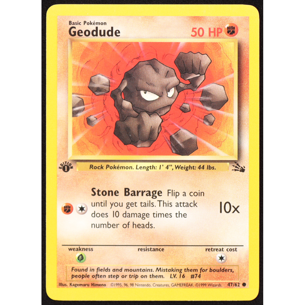 Geodude 1999 Pokemon Fossil 1st Edition #47 | Pristine Auction