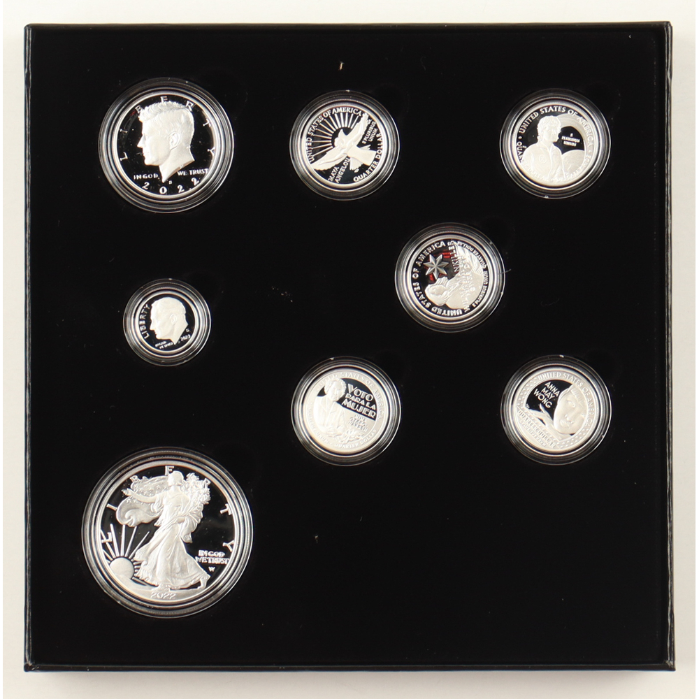 2022 U.S. Mint LE Silver Proof Coin Set Of (8) Coins | Pristine Auction