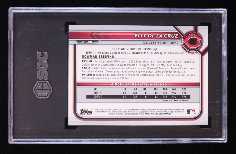 Elly De La Cruz 2022 Bowman Draft #BD80 RC (SGC 10) | Pristine Auction