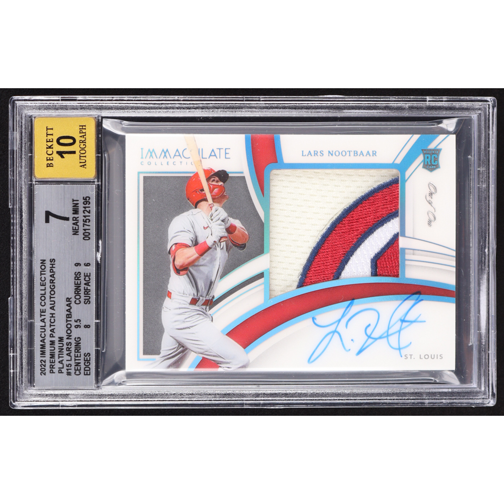 Lars Nootbaar 2022 Immaculate Collection Premium Patch Autographs Platinum #15 #1/1 RC (BGS 7 ...