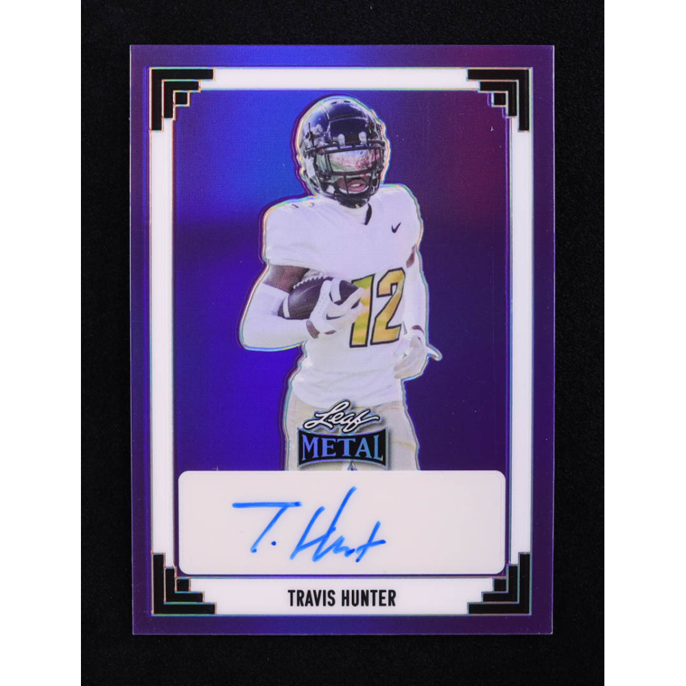 Travis Hunter 2024 Leaf Metal '91 Leaf Autographs Prismatic Purple ...