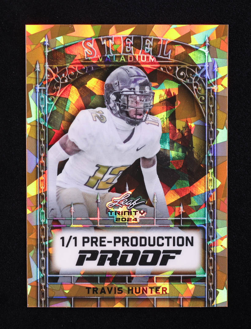 Travis Hunter 2024 Leaf Trinity Steel Valadium Pre-Production Proof ...