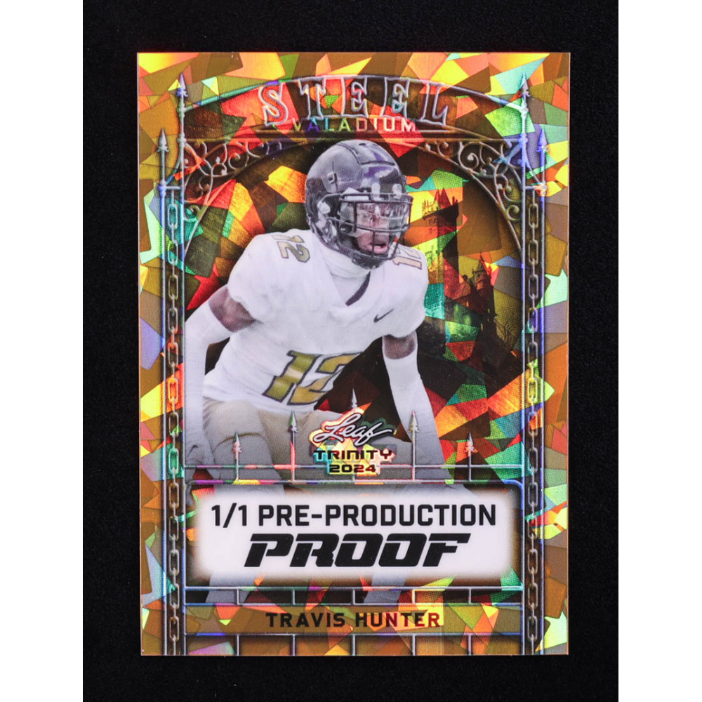 Travis Hunter 2024 Leaf Trinity Steel Valadium Pre-Production Proof ...