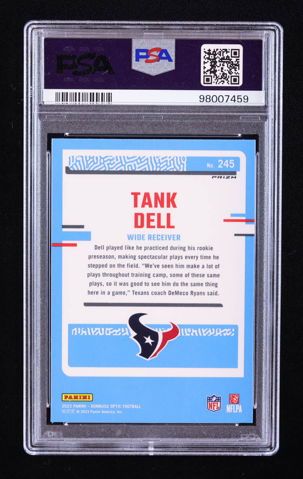 Tank Dell 2023 Dontruss Optic Pink #245 RC (PSA 9) | Pristine Auction