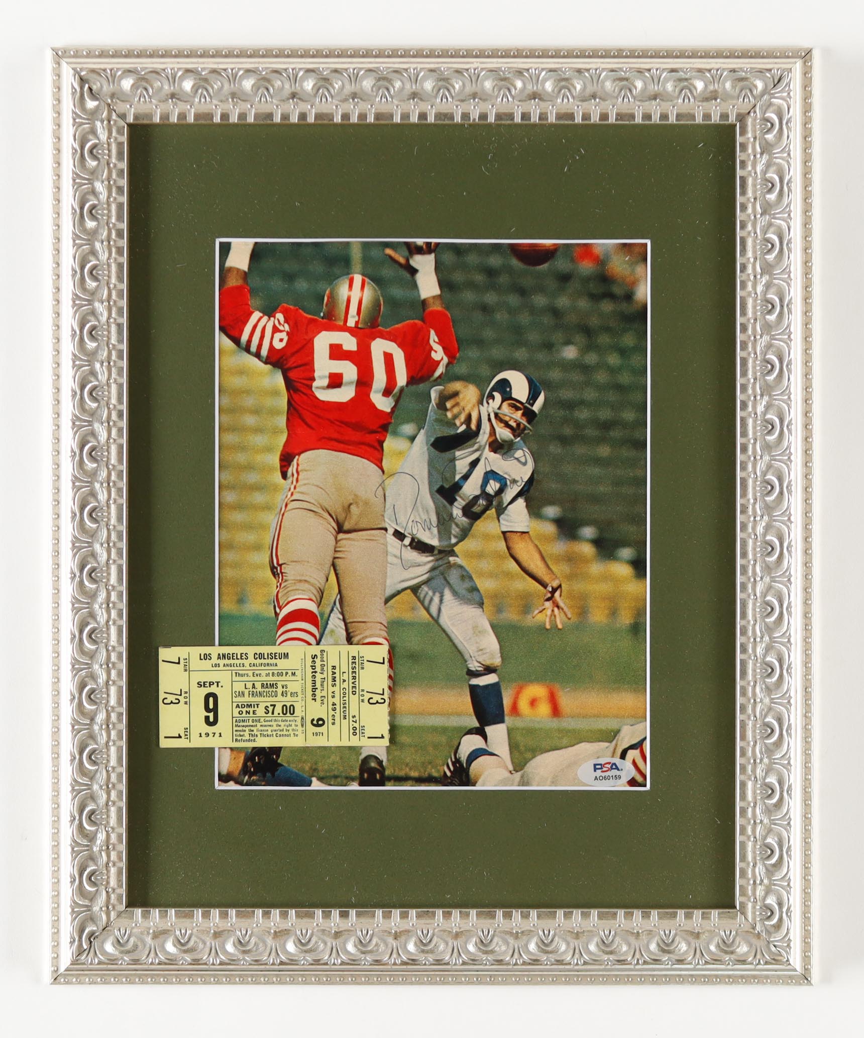 Roman Gabriel Signed Rams Custom Framed Photo Display with 1971 Rams ...