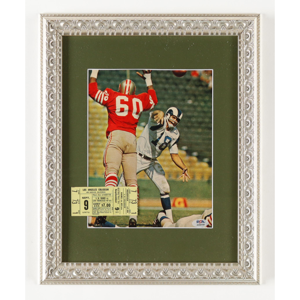 Roman Gabriel Signed Rams Custom Framed Photo Display with 1971 Rams ...