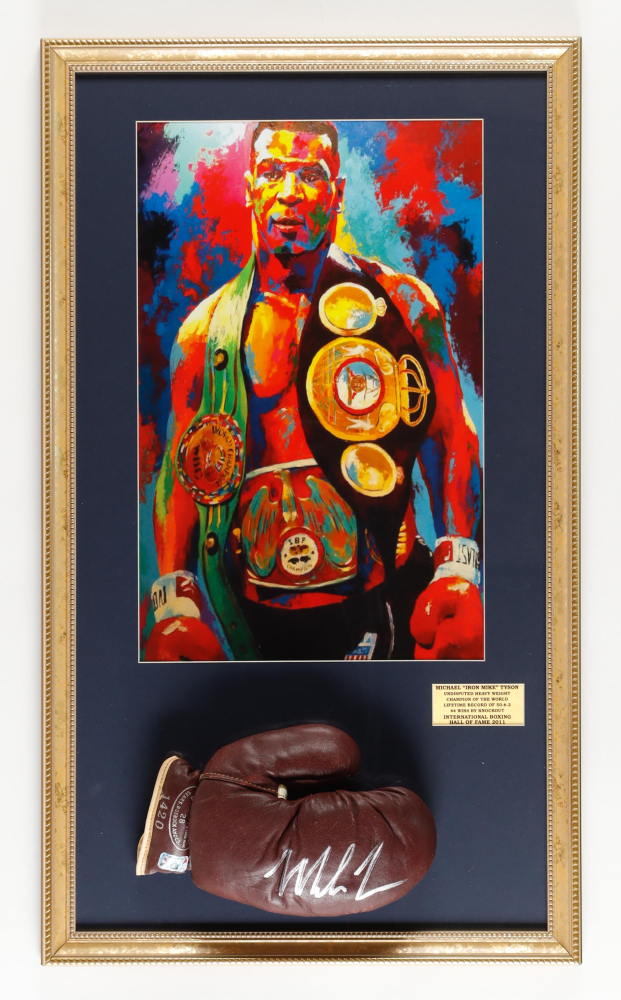 Mike Tyson Signed Custom Framed Vintage JC Higgins Model Boxing Glove ...
