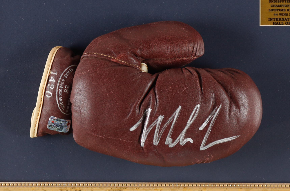 Mike Tyson Signed Custom Framed Vintage JC Higgins Model Boxing Glove ...