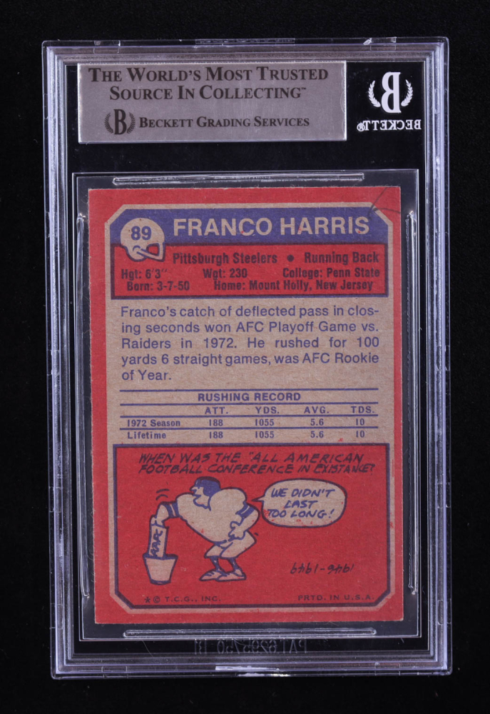 Franco Harris Signed 1973 Topps #89 RC Inscribed "HOF 90" (BGS ...