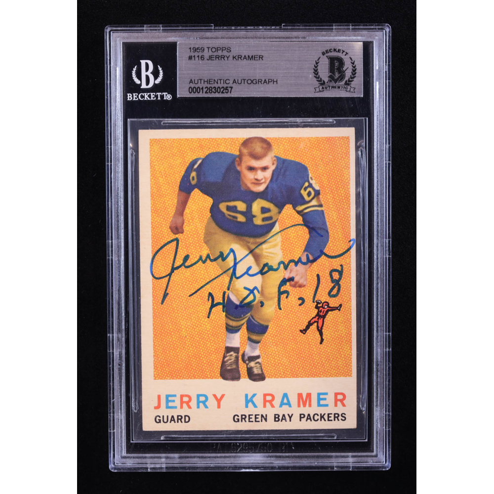 Jerry Kramer Signed 1959 Topps #116 RC Inscribed "HOF 18" (BGS ...