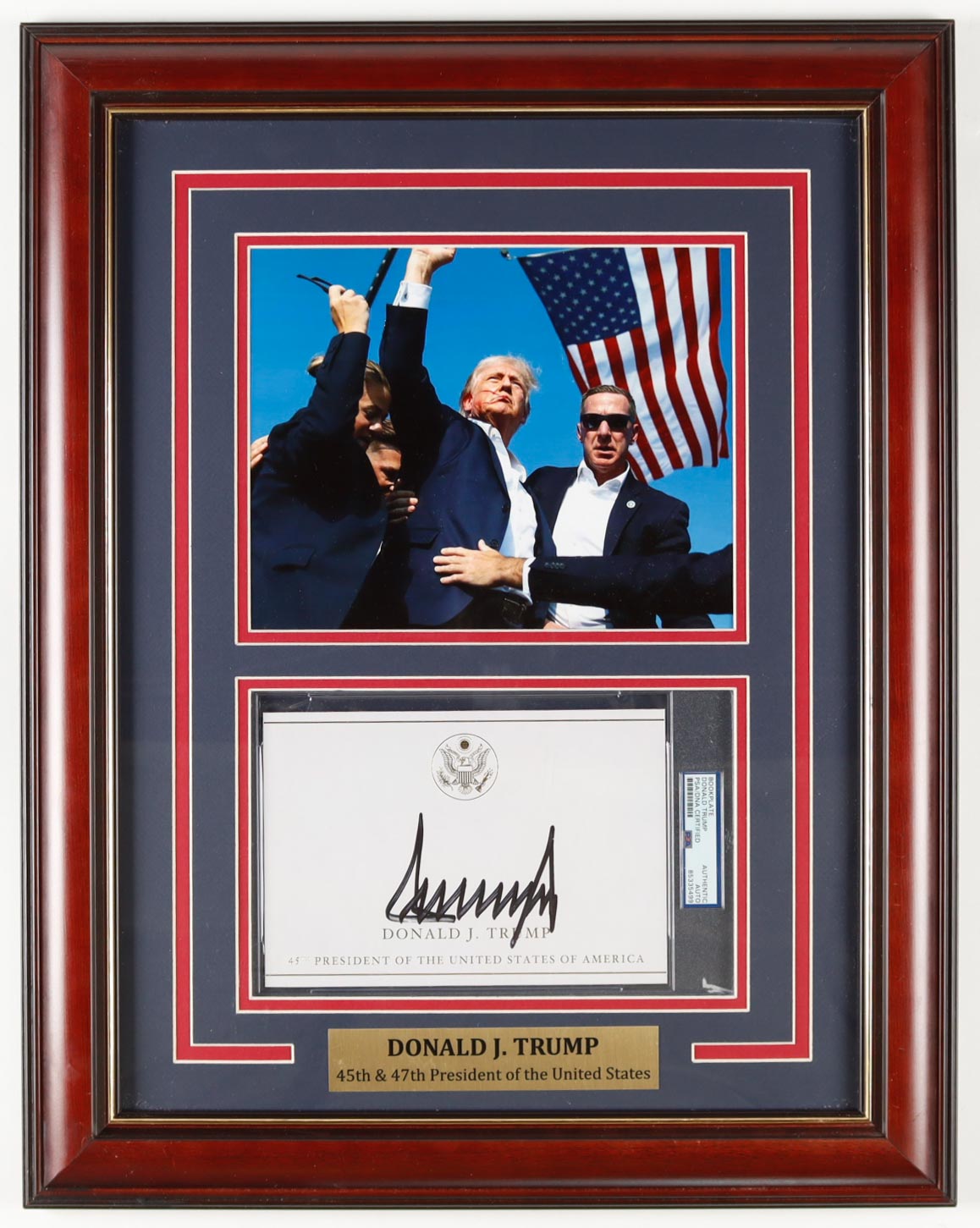 Donald Trump Signed Custom Framed Cut Display with Photo (PSA ...