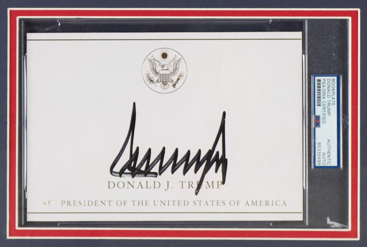 Donald Trump Signed Custom Framed Cut Display with Photo (PSA ...