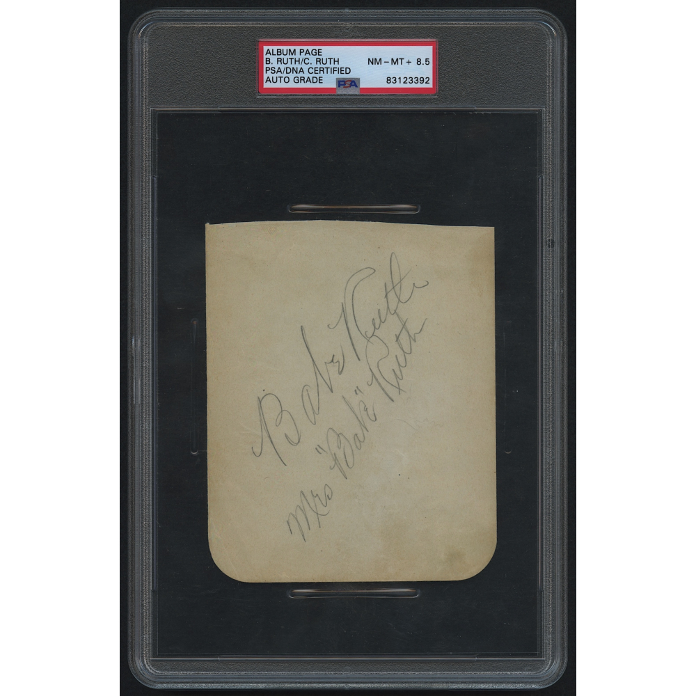 Babe Ruth & Mrs. Babe Ruth (Claire) Signed Vintage Album Page (PSA 8.5 ...