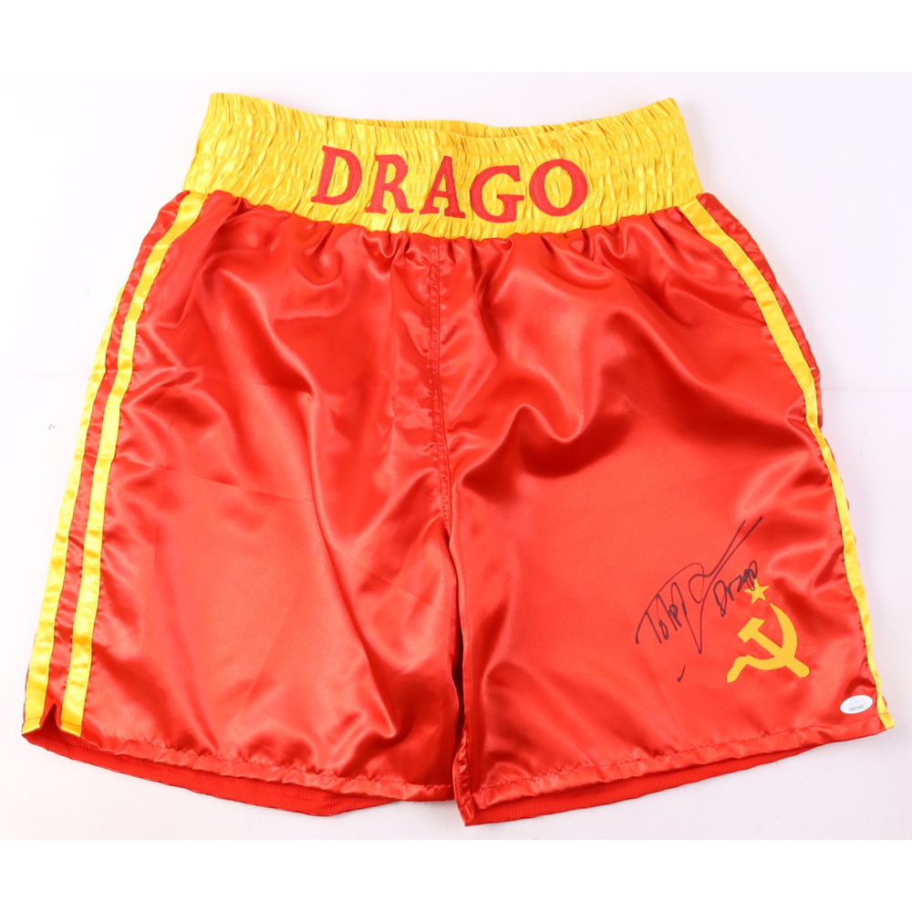 Dolph Lundgren Signed "Rocky IV" Boxing Trunks Inscribed "Drago" (JSA ...