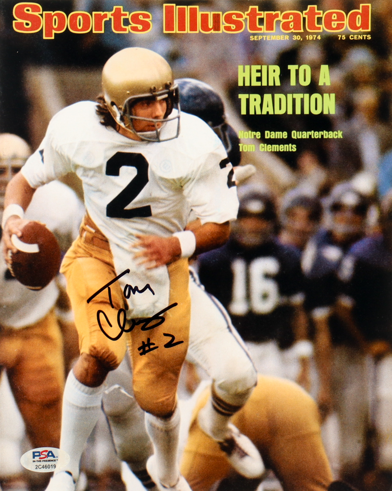 Tom Clements Signed Notre Dame Fighting Irish 8x10 Photo (PSA ...