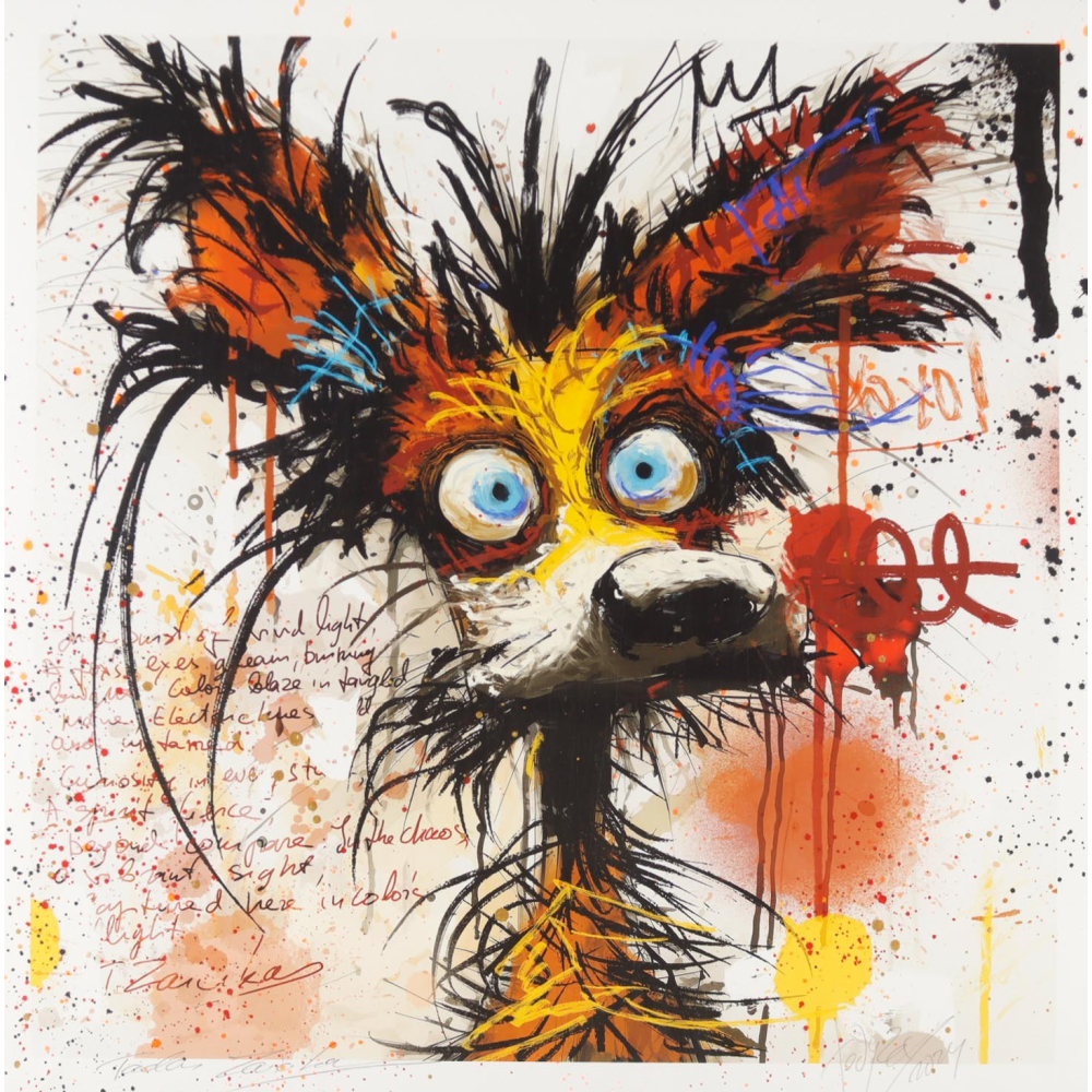 "Electric Fox #3" 2024 24x24 Original Painting on Paper by Tadas ...