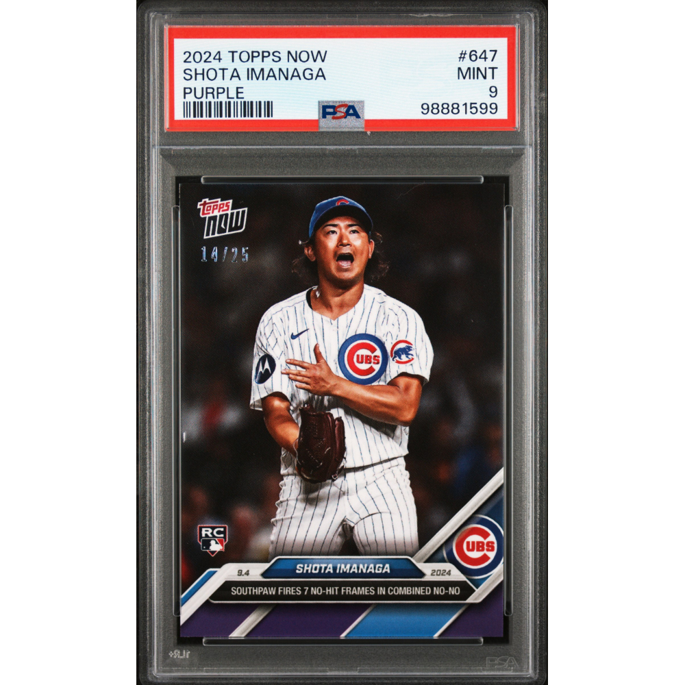 Shota Imanaga 2024 Topps Now #647 Purple #14/25 RC (PSA 9) | Pristine ...