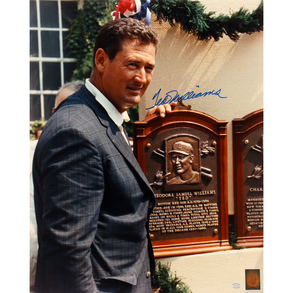 Ted Williams Signed 16x20 Photo (Williams & Stacks of Plaques ...