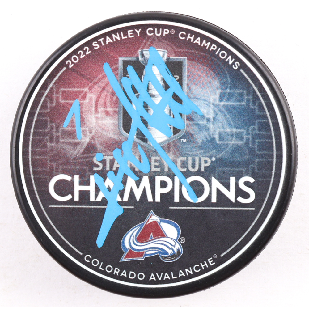 Nico Sturm Signed Avalanche 2022 Stanley Cup Champions Logo Hockey Puck ...