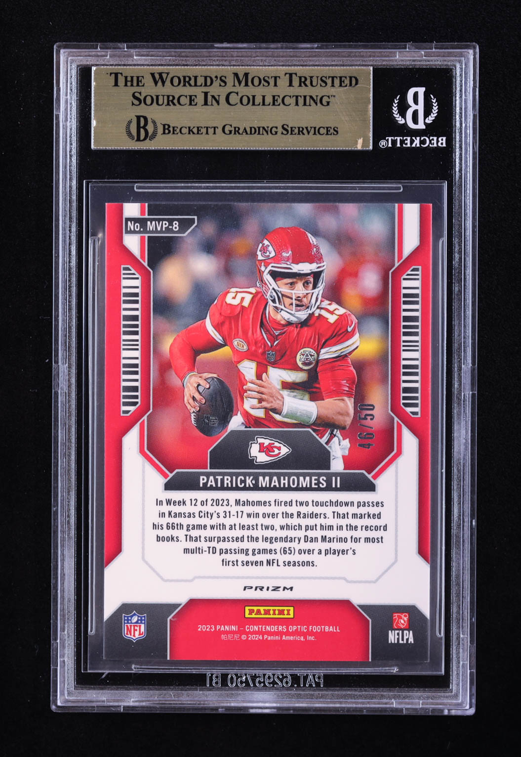 Patrick Mahomes II 2023 Panini Contenders Optic MVP Contenders Orange ...