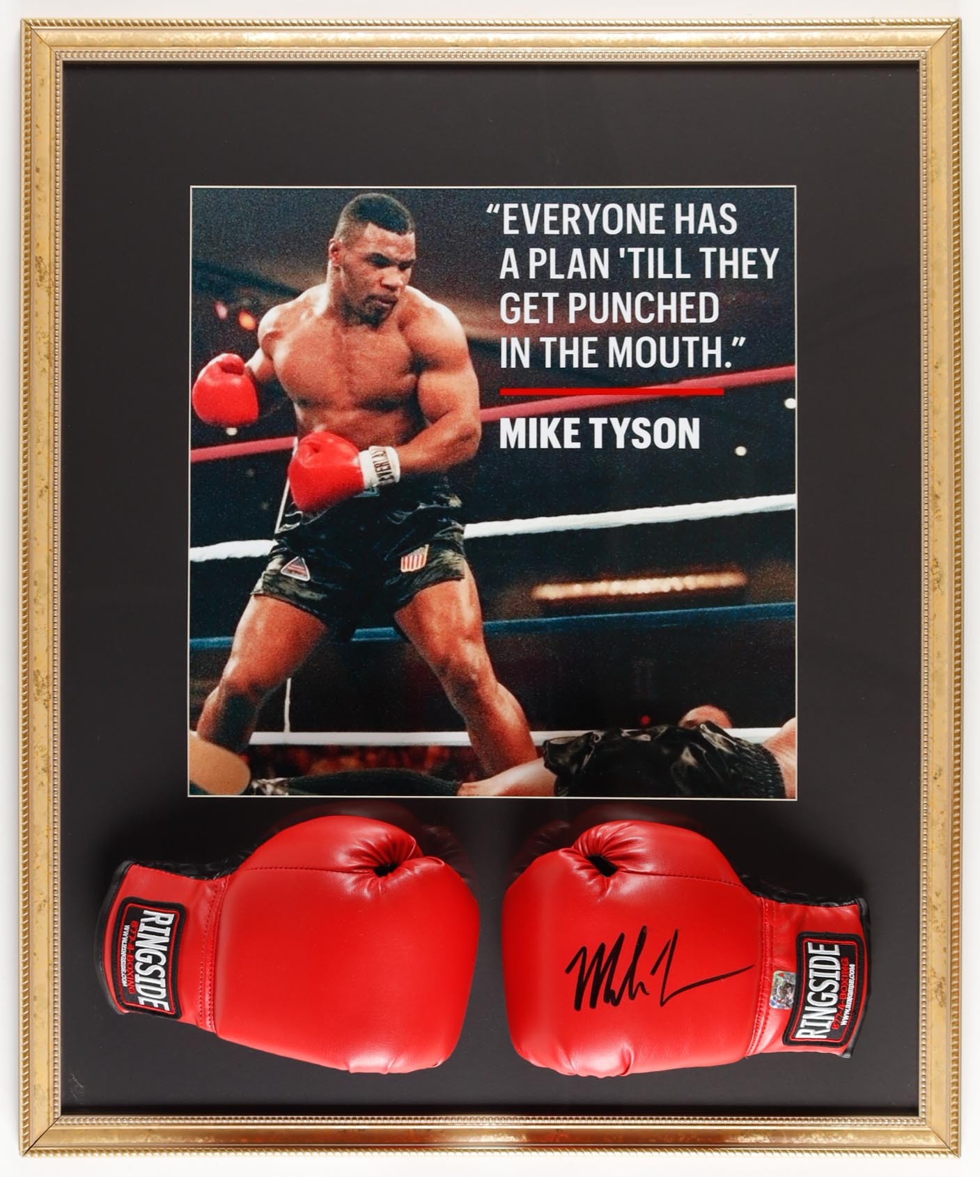 Mike Tyson Signed Custom Framed Pair Of Ringside Boxing Gloves Display ...