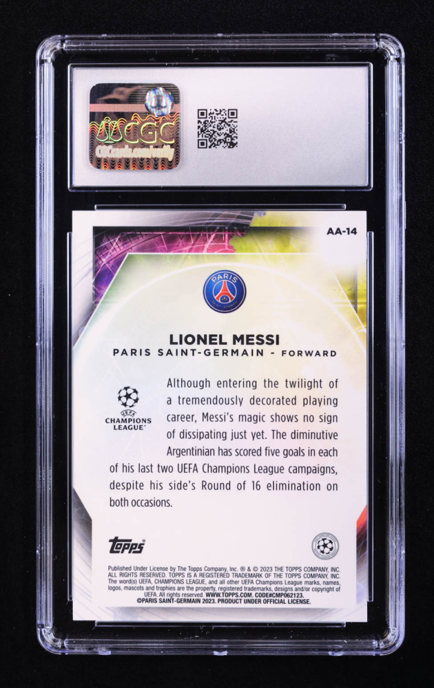 Lionel Messi 2022-23 Topps Merlin UEFA Ageless Alchemy #AA14 (CGC 10 ...