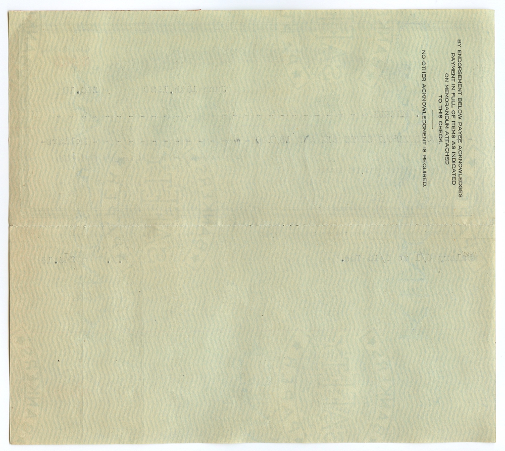Chicago Cubs Original Voided Payroll Check from 1920 to Fred Merkle ...