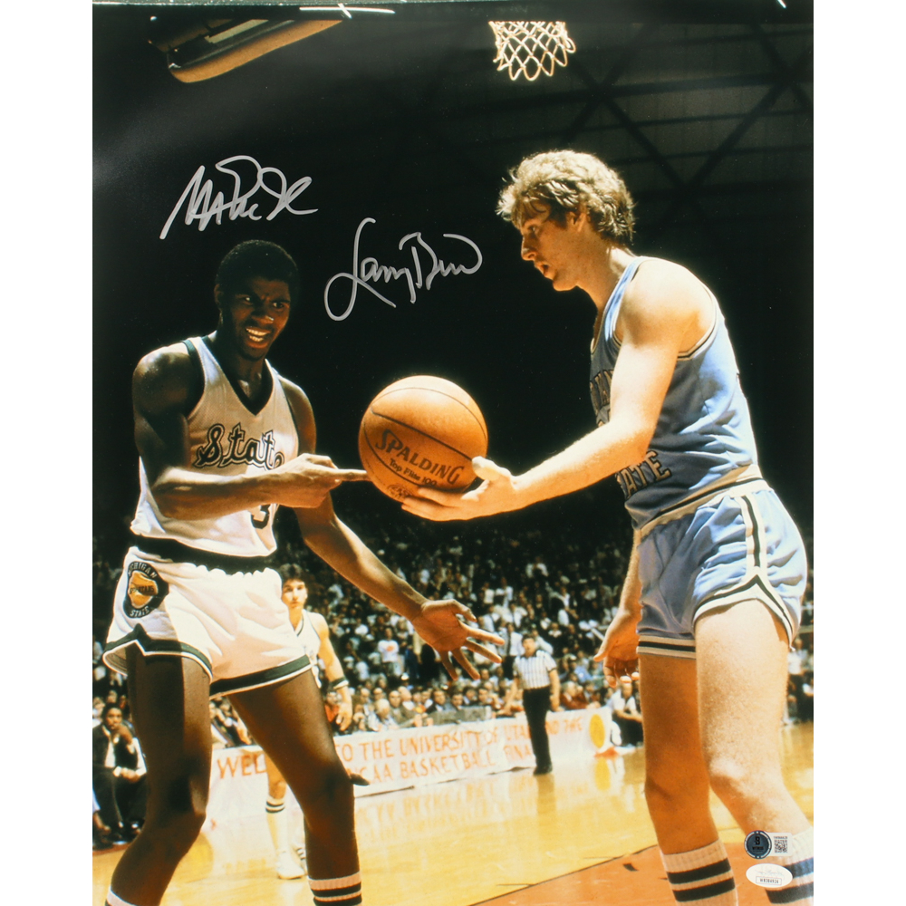 Magic Johnson & Larry Bird Signed 16x20 Photo (JSA & Beckett) | Pristine Auction