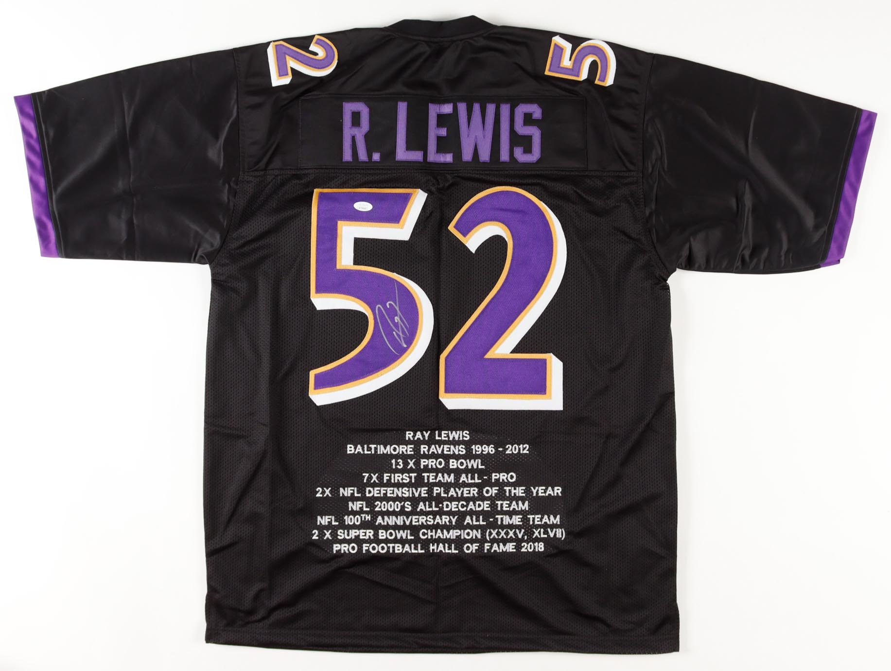 Ray Lewis Signed Career Highlight Stat Jersey (JSA) | Pristine Auction