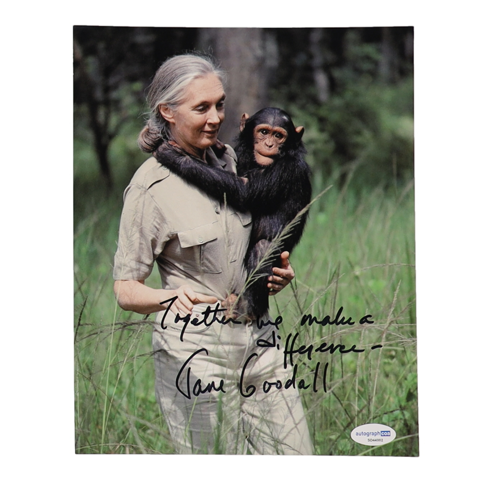 Jane Goodall Signed 8x10 Photo Inscribed "Together We Make A Difference ...
